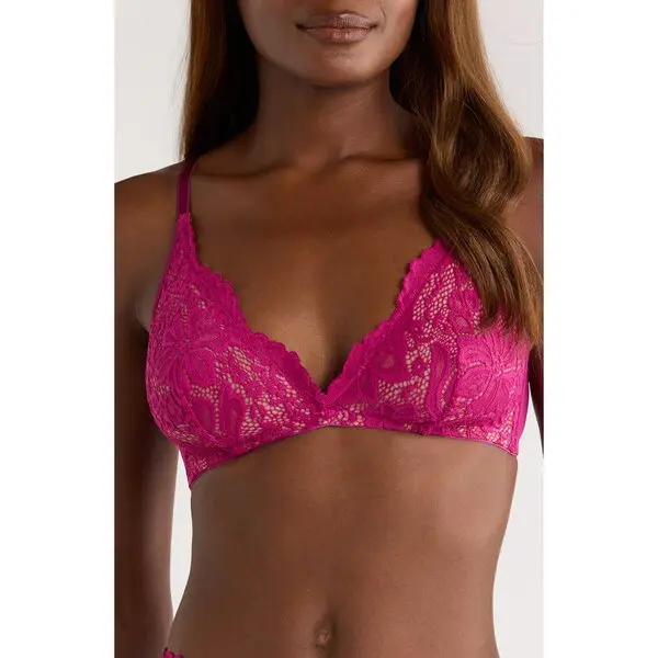 KILO BRAVA Floral Lace Triangle Bralette - Boysenberry