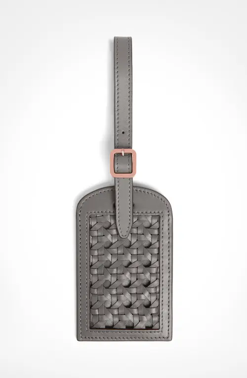 AVITEUR Paglia Di Vienna Weave Calfskin Luggage Tag - Elephant Grey