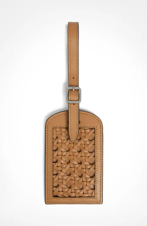 AVITEUR Paglia Di Vienna Weave Calfskin Luggage Tag - Walnut
