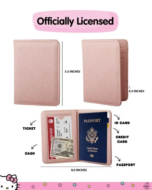 HELLO KITTY Embossed Passport Holder - Pink