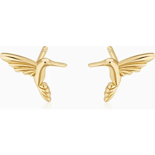 ORADINA 14k Freedom Dove Stud Earrings - Yellow Gold