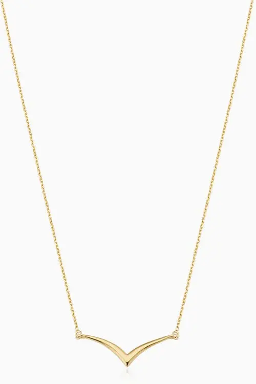 ORADINA 14k Solid Gold Fly High Pendant Necklace - Yellow Gold