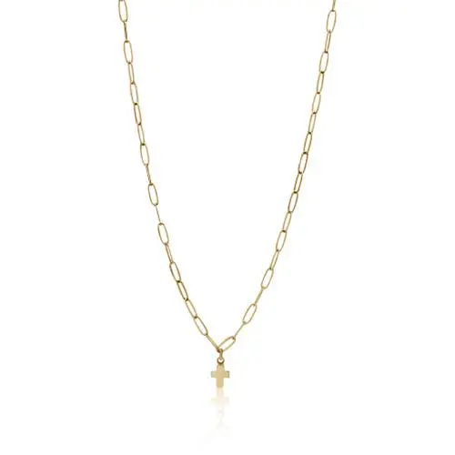 BOWOOD LANE 14k -filled Cross Charm Necklace With Paperclip Chain - Gold