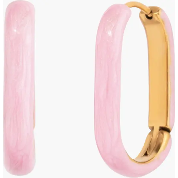 LITTLE SKY STONE Oval Enamel Hoop Earrings - Pink