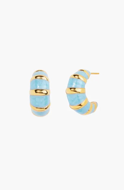 LITTLE SKY STONE Croissant Enamel Hoop Earrings - Blue