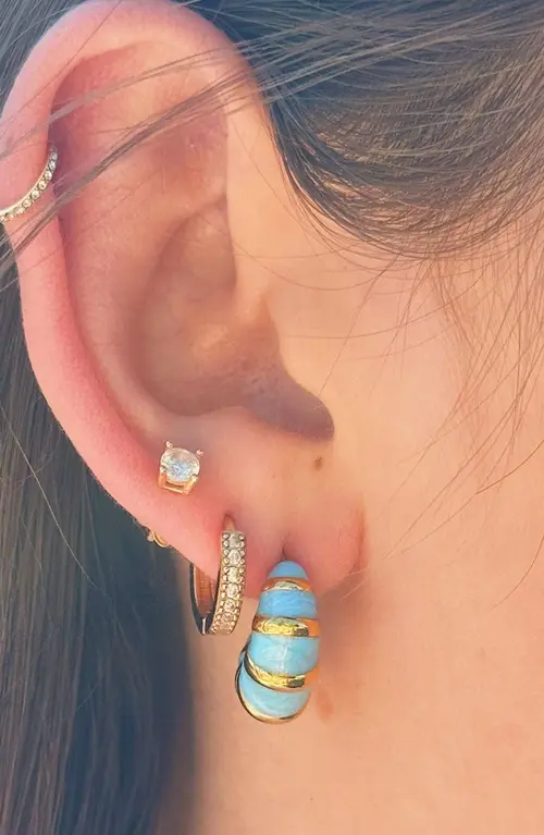 LITTLE SKY STONE Croissant Enamel Hoop Earrings