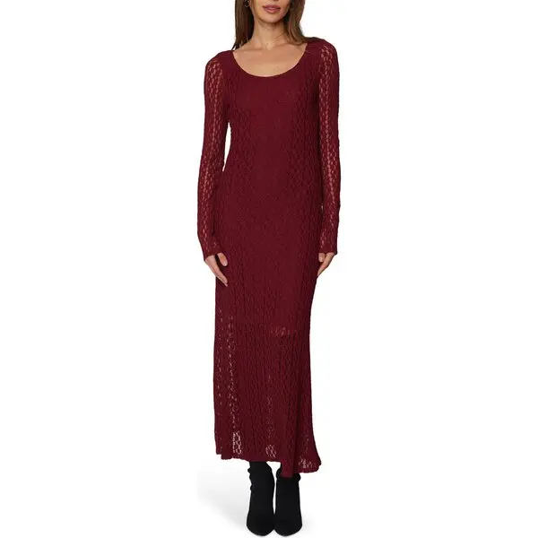 LOST + WANDER Sistine Tale Long Sleeve Open Stitch Maxi Dress