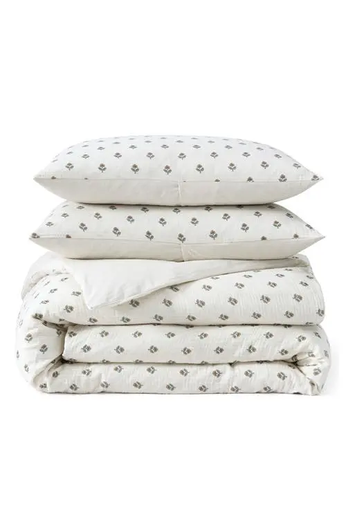 PERI HOME Block Print Cotton Gauze Duvet & Shams Set - Ivory Multi