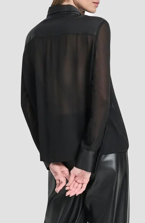 Dkny Chiffon Logo Sheer Button-up Shirt