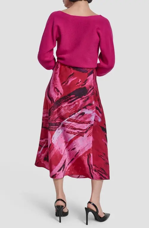 Dkny Abstract Print Bias-cut Midi Skirt