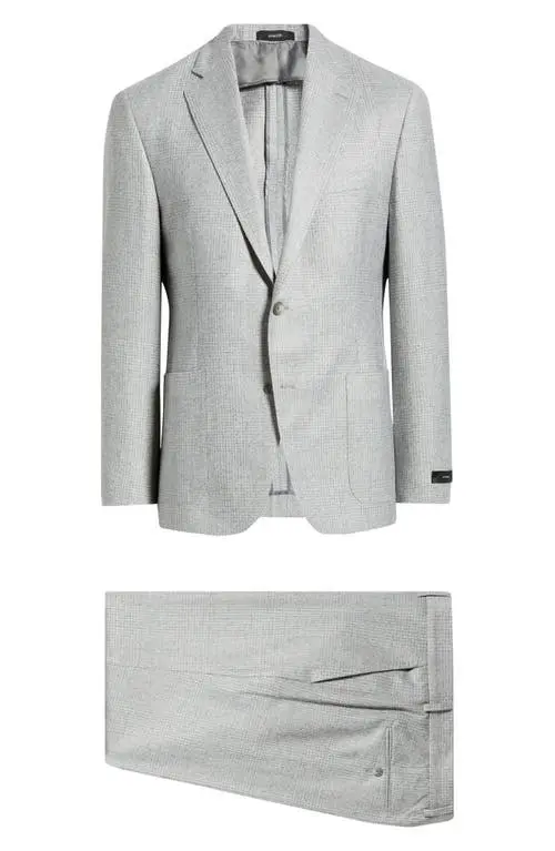 Vince Icon Relaxed Fit Glen Check Wool Suit - Light Grey