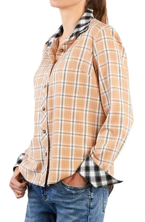 BILLY T Plaid Cotton Blend Shirt