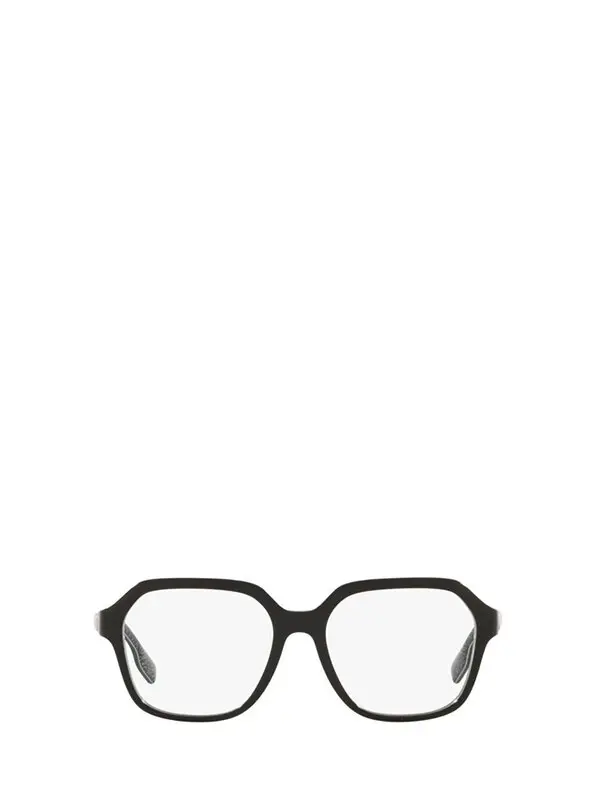 Burberry Square Frame Eyeglasses - Black / Print Tb / Crystal