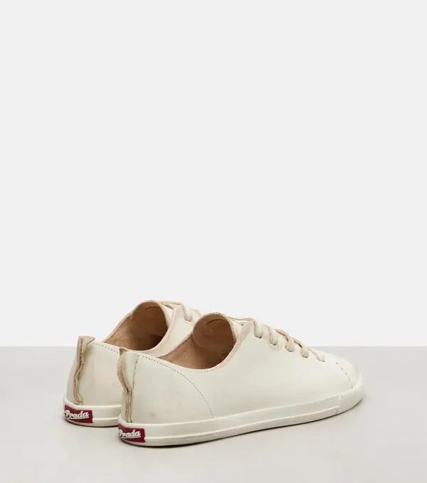 Prada Distressed Leather Low-top Sneakers