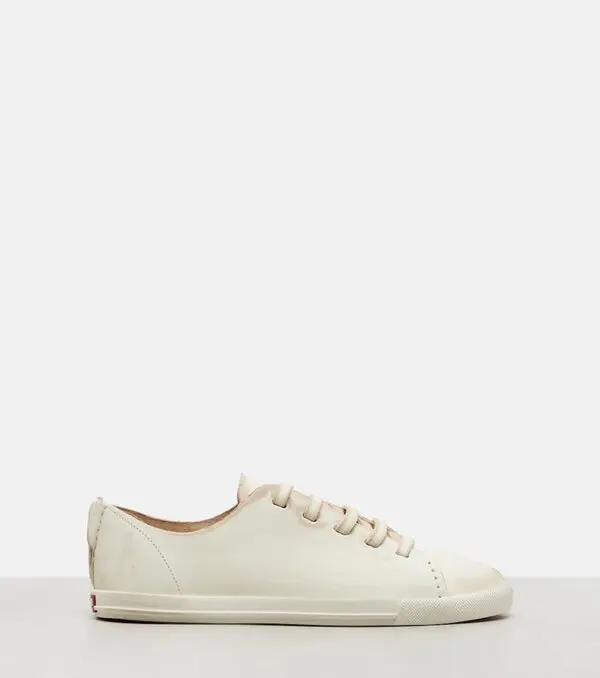 Prada Distressed Leather Low-top Sneakers