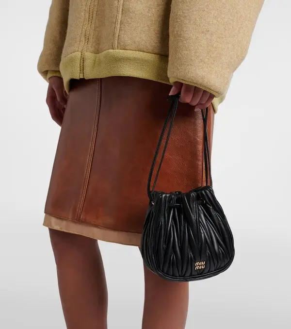 Miu Miu Matelassé Leather Bucket Bag