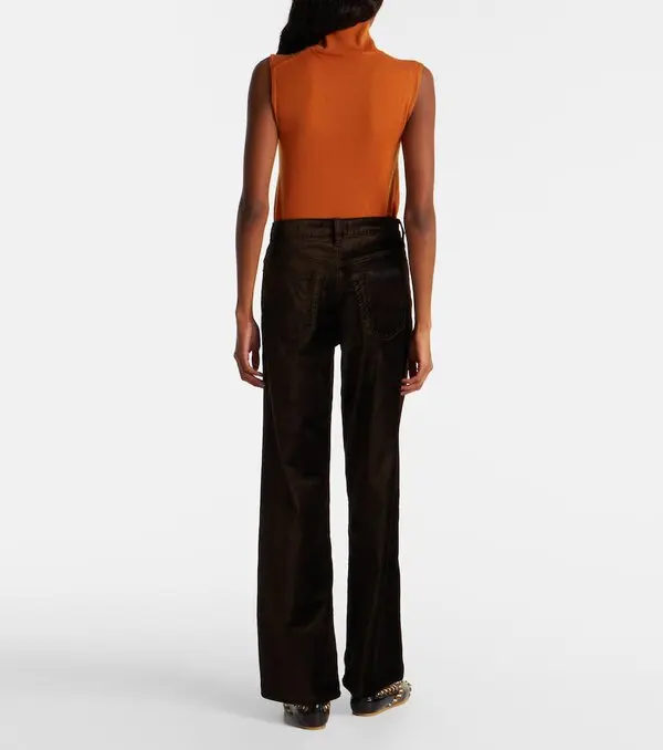FRAME Le Slim Palazzo Velvet Wide-leg Pants