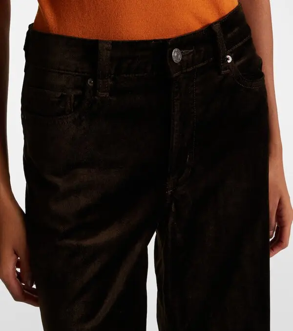 FRAME Le Slim Palazzo Velvet Wide-leg Pants