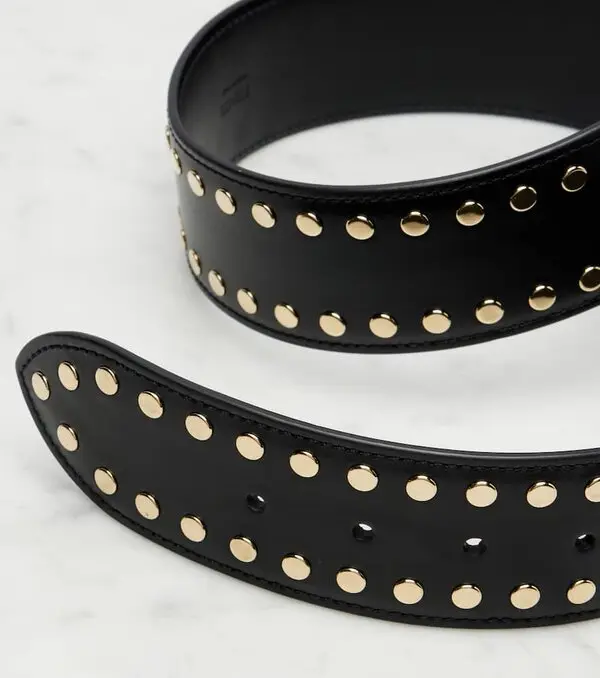 Khaite Theo Studded Leather Belt - Black