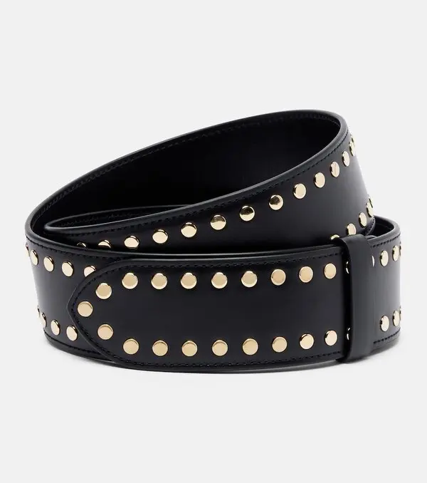 Khaite Theo Studded Leather Belt - Black