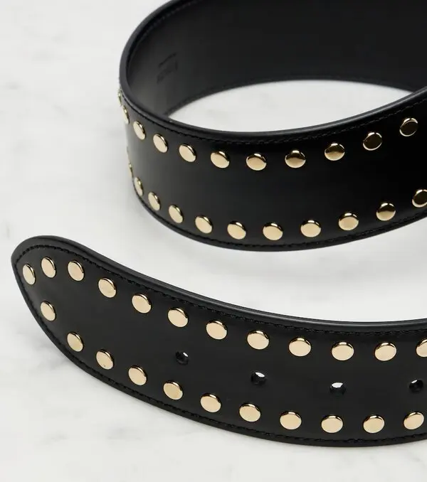Khaite Theo Studded Leather Belt - Black
