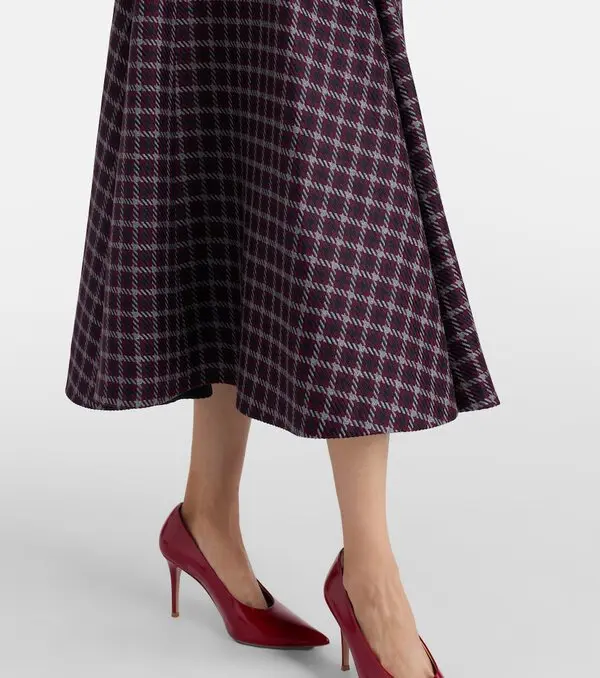 EMILIA WICKSTEAD Jody Houndstooth Wool-blend Midi Dress - Red