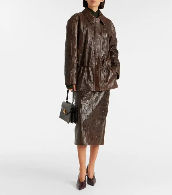 EMILIA WICKSTEAD Norcutt Croc-effect Leather Jacket