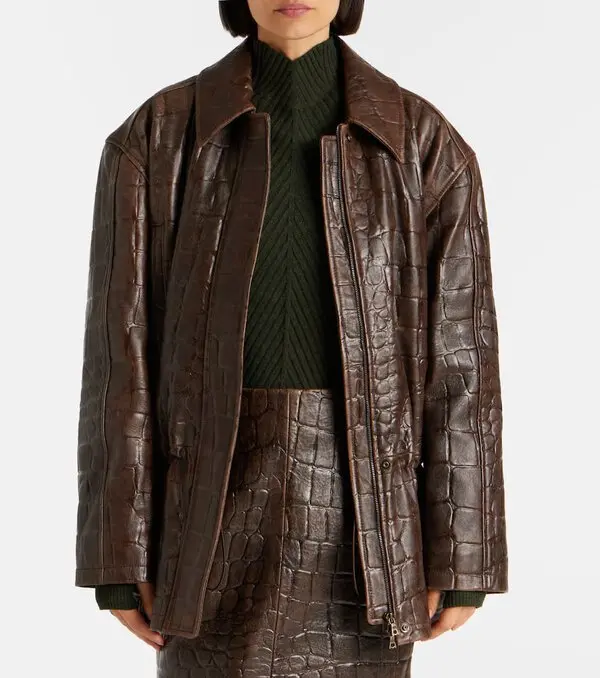 EMILIA WICKSTEAD Norcutt Croc-effect Leather Jacket