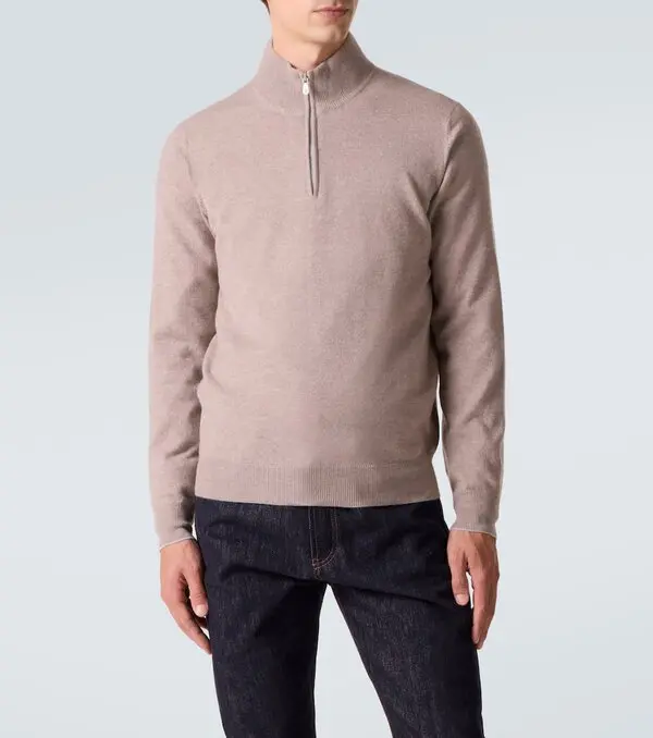 Brunello Cucinelli Cashmere Half-zip Sweater - Brown