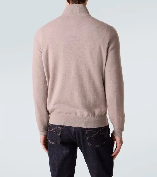 Brunello Cucinelli Cashmere Half-zip Sweater - Brown