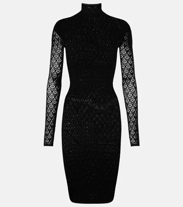 Wolford Knitted Semi-sheer Turtleneck Minidress