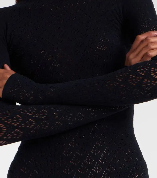 Wolford Knitted Semi-sheer Turtleneck Minidress