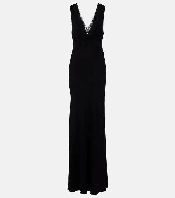Chloé Silk Jacquard And Lace Gown - Black