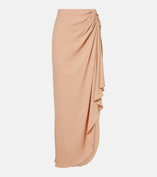 MUGLER Draped Crêpe Georgette Maxi Skirt