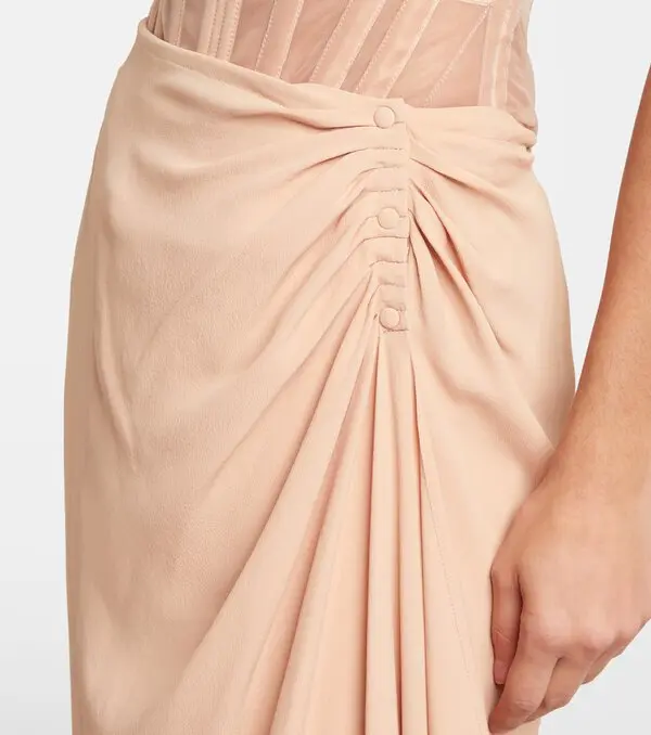 MUGLER Draped Crêpe Georgette Maxi Skirt