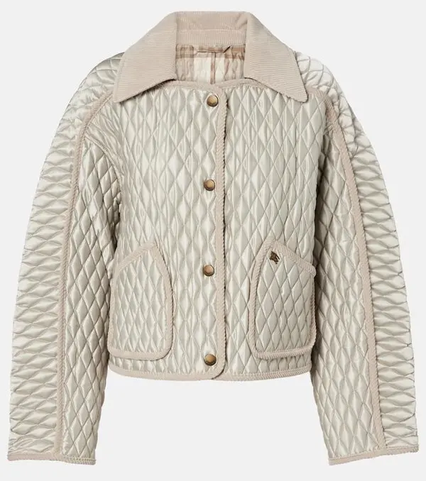 Burberry Corduroy-trimmed Quilted Jacket - Grey
