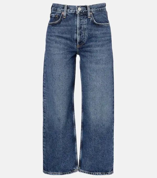 AGOLDE Arc Cropped Mid-rise Wide-leg Jeans - Blue