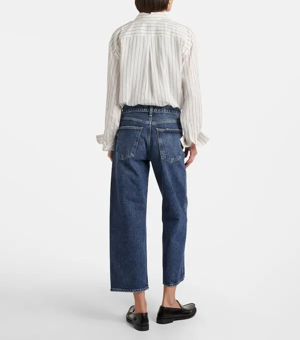 AGOLDE Arc Cropped Mid-rise Wide-leg Jeans - Blue