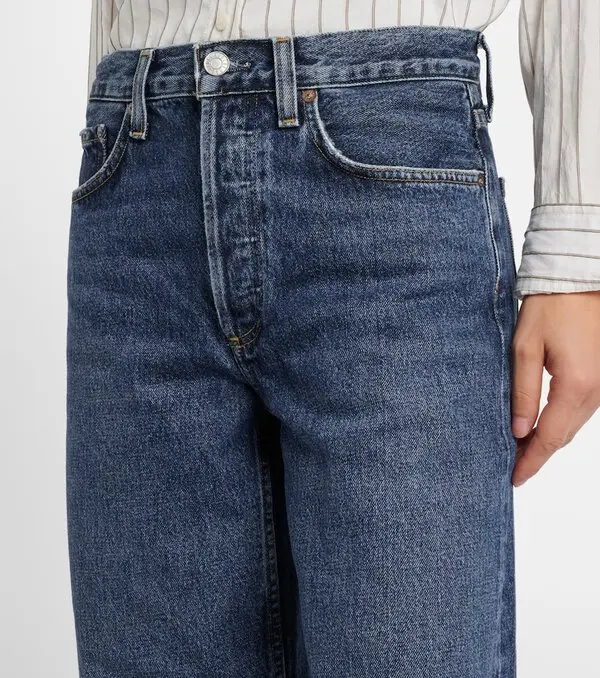 AGOLDE Arc Cropped Mid-rise Wide-leg Jeans - Blue