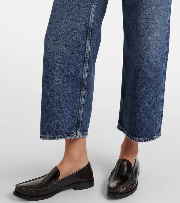AGOLDE Arc Cropped Mid-rise Wide-leg Jeans - Blue
