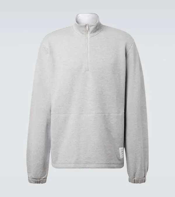Thom Browne 4-bar Cotton Jersey Half-zip Sweatshirt