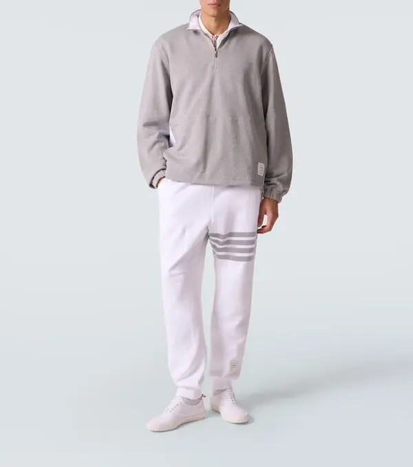 Thom Browne 4-bar Cotton Jersey Half-zip Sweatshirt