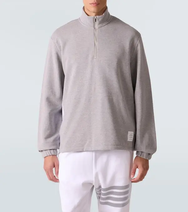 Thom Browne 4-bar Cotton Jersey Half-zip Sweatshirt