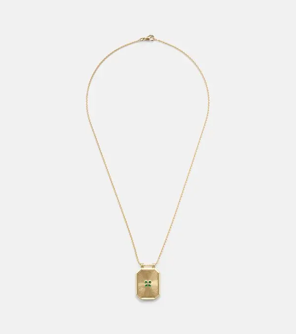 MARIE LICHTENBERG Luck Pendant Necklace With Emerald - Gold