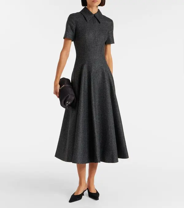 EMILIA WICKSTEAD Jody Houndstooth Wool-blend Midi Dress