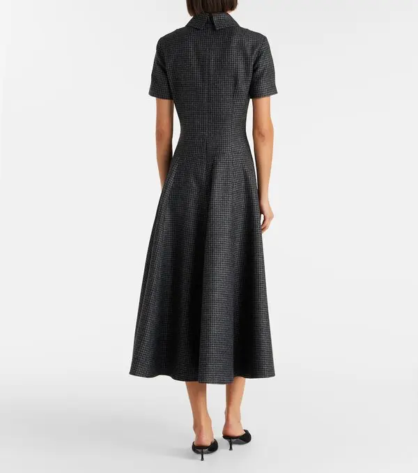 EMILIA WICKSTEAD Jody Houndstooth Wool-blend Midi Dress