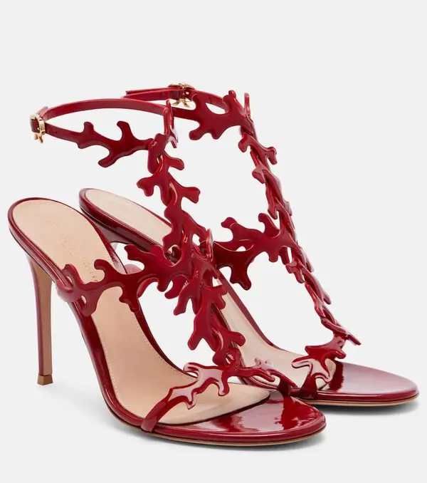GIANVITO ROSSI Patent Leather Coral Sandals
