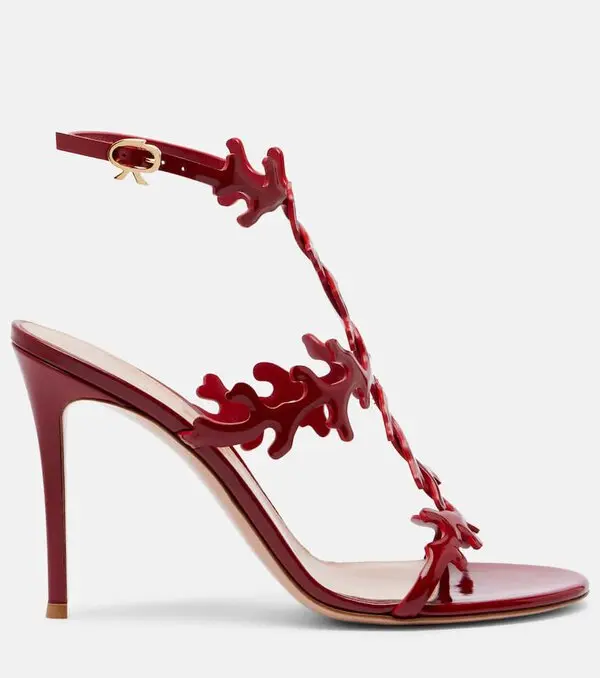 GIANVITO ROSSI Patent Leather Coral Sandals