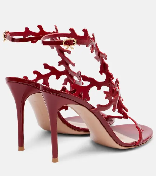GIANVITO ROSSI Patent Leather Coral Sandals