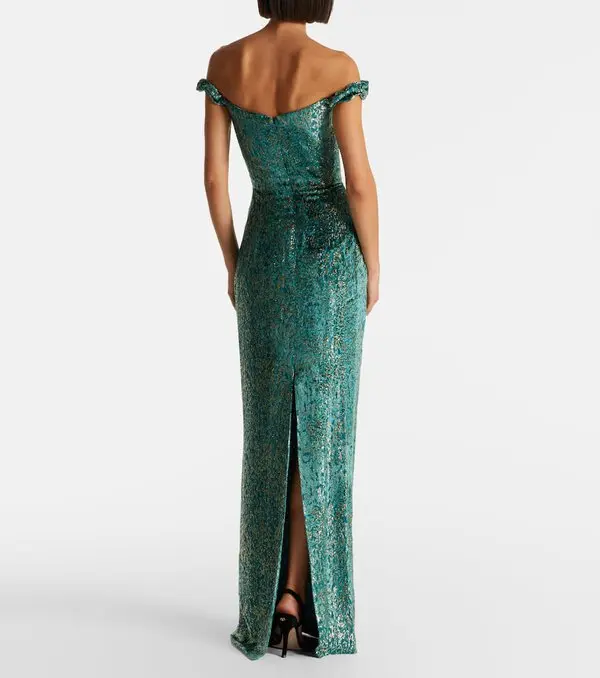 MARKARIAN Yolanda Off-shoulder Brocade Gown